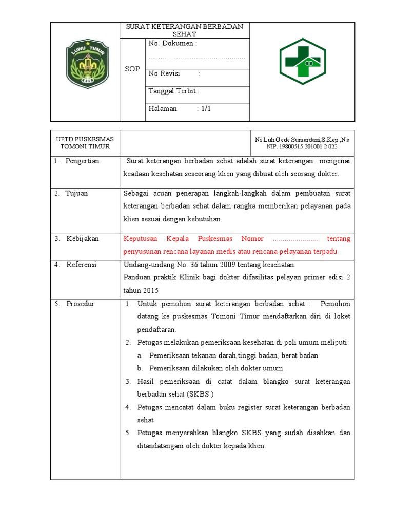 SOP - Pemberian SKBS | PDF