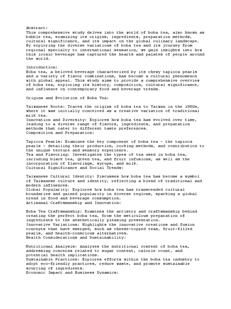Boba Tea | PDF | Food And Drink