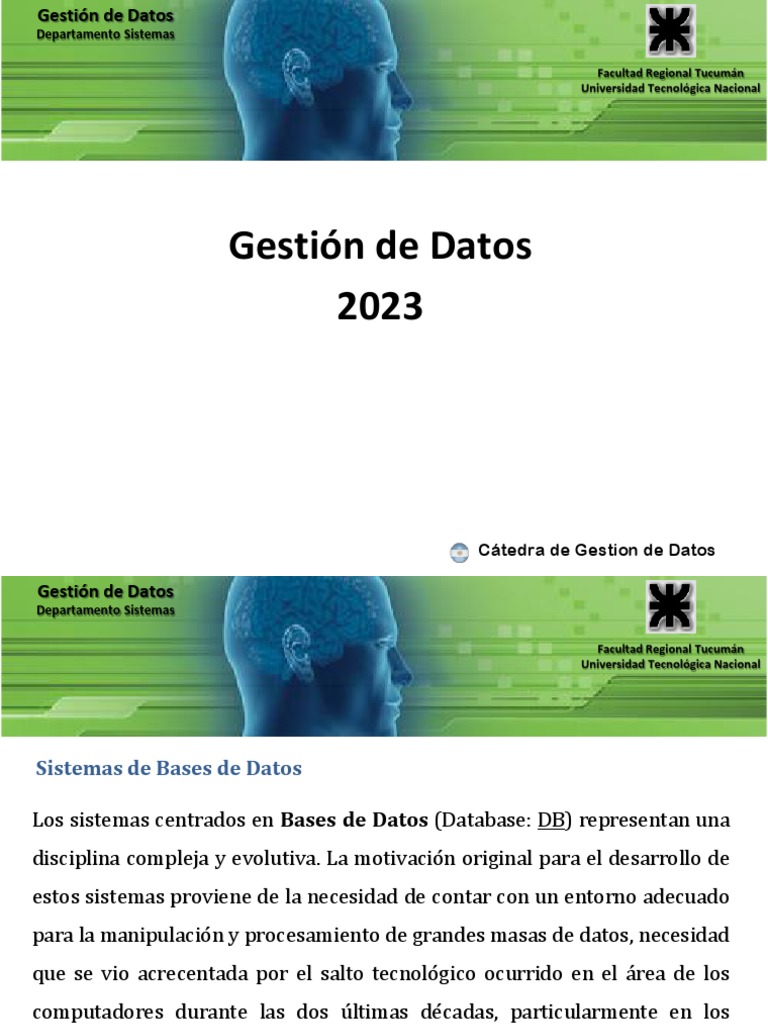 Gestion de Datos - UNIDAD II DB - PARTE I - 2023 | Descargar gratis PDF ...