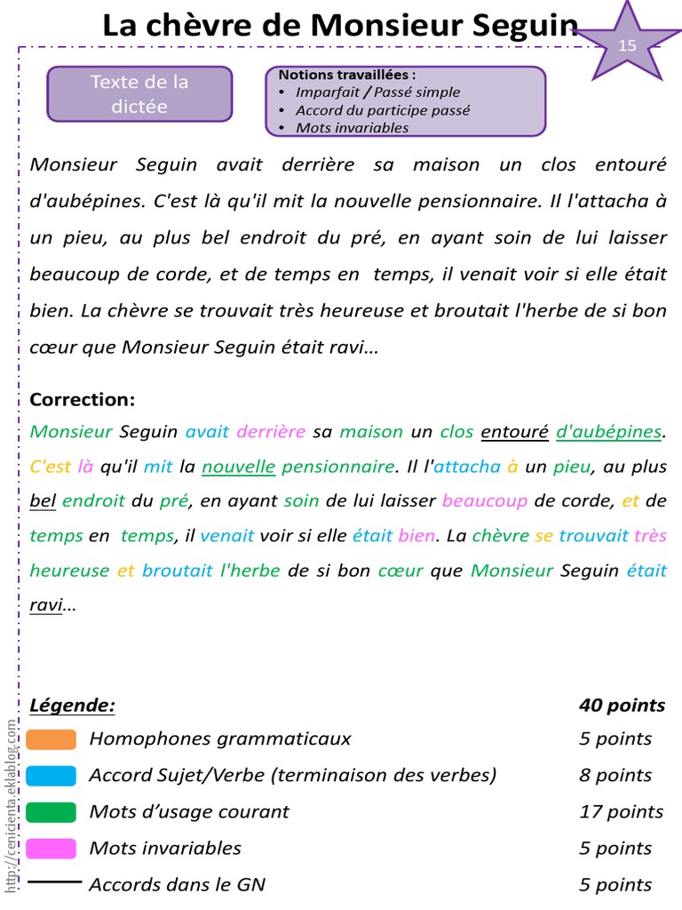 Dictee Preparee 15 La Chevre | PDF