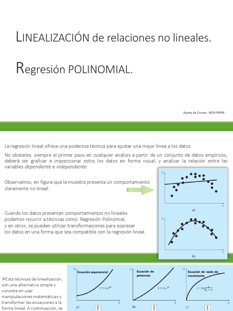 Ajuste de Curva - Regresión Polinomial - Linealización | PDF ...