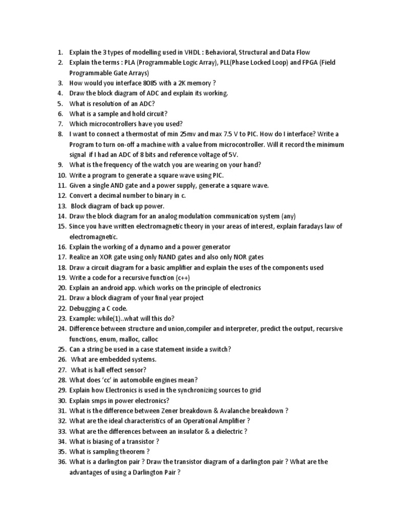 Assignment - Interview Questions ECE - 2 | PDF