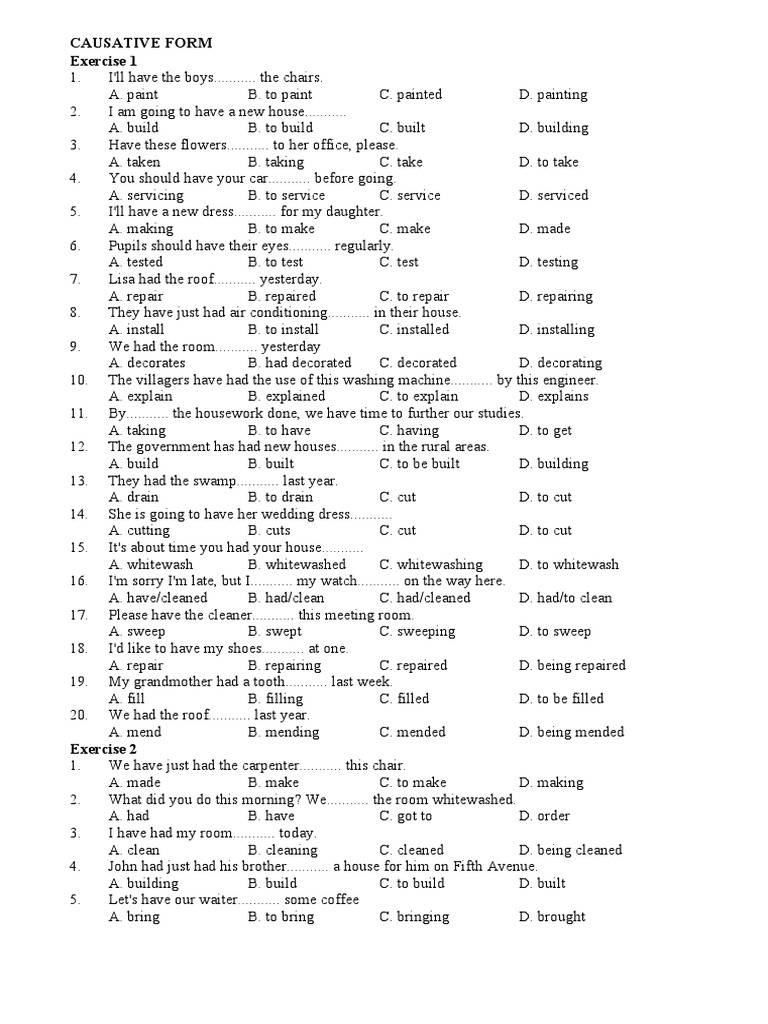 Causative Form Exercises | PDF