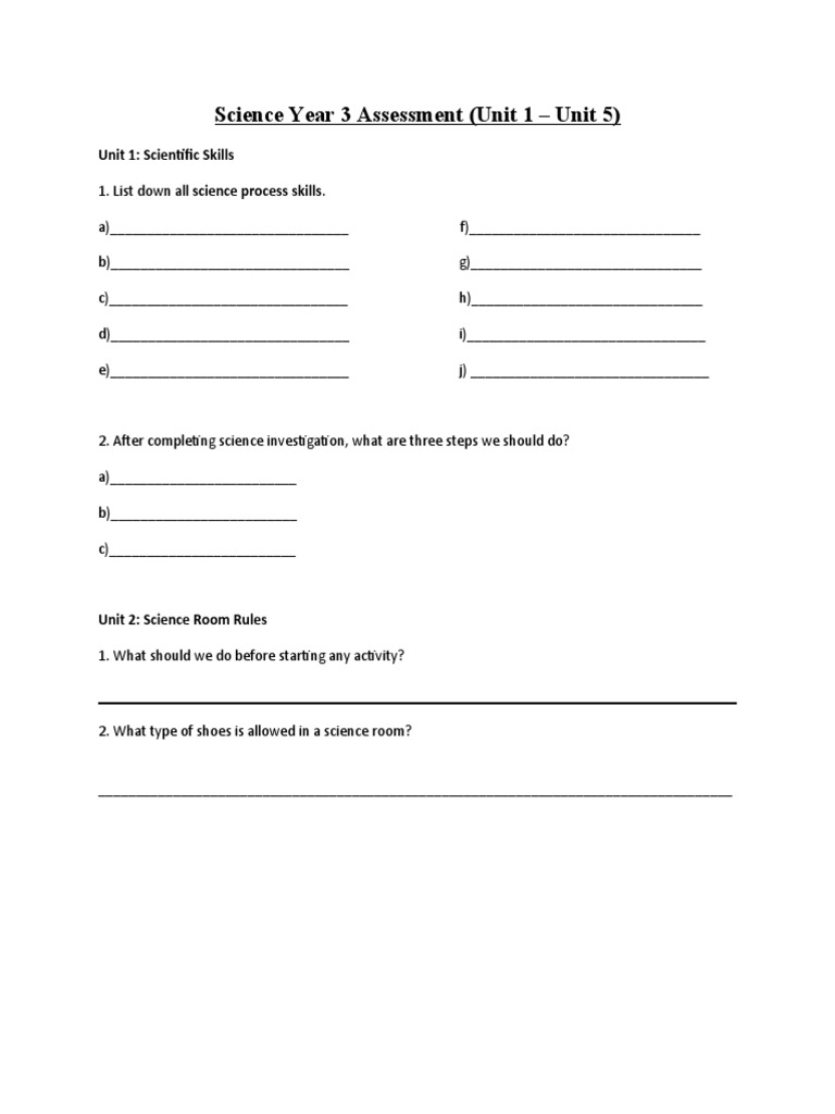 Year 3 Science Assessment Guide | PDF | Digestion | Food Energy
