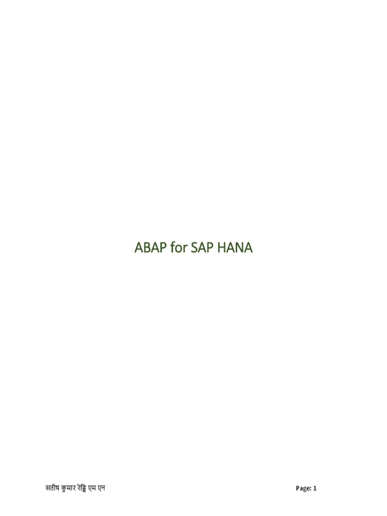 ABAP On Hana | PDF | Databases | Parameter (Computer Programming)