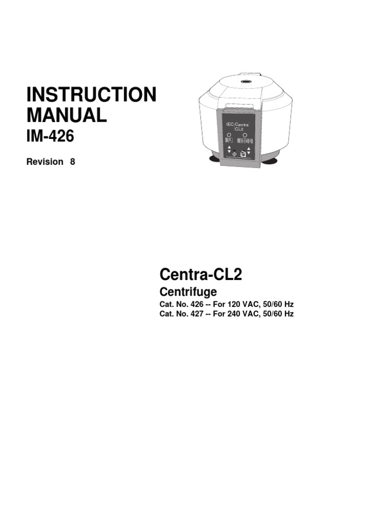 Centra CL-2 Centrifuge - User Manual | PDF