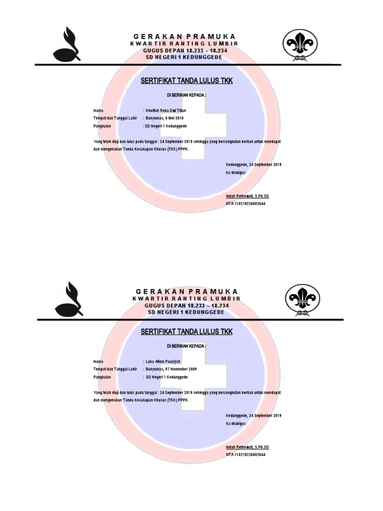 Sertifikat TKK P3K Pa Pi | PDF