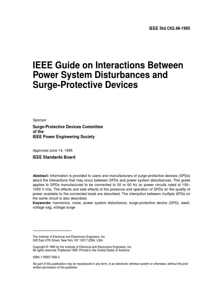 IEEE Guide On Interactions Between Power System Disturbances and Surge ...