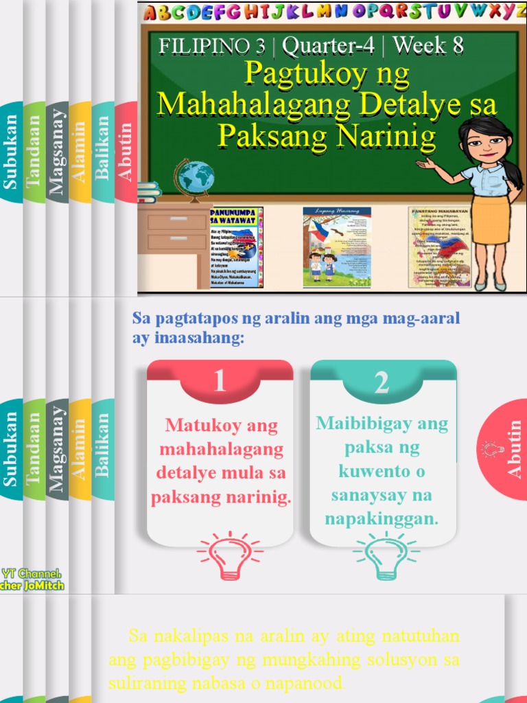 Filipino 3 Q4 Week 8 PAGTUKOY NG MAHALAGANG DETALYE SA PAKSANG NARINIG ...