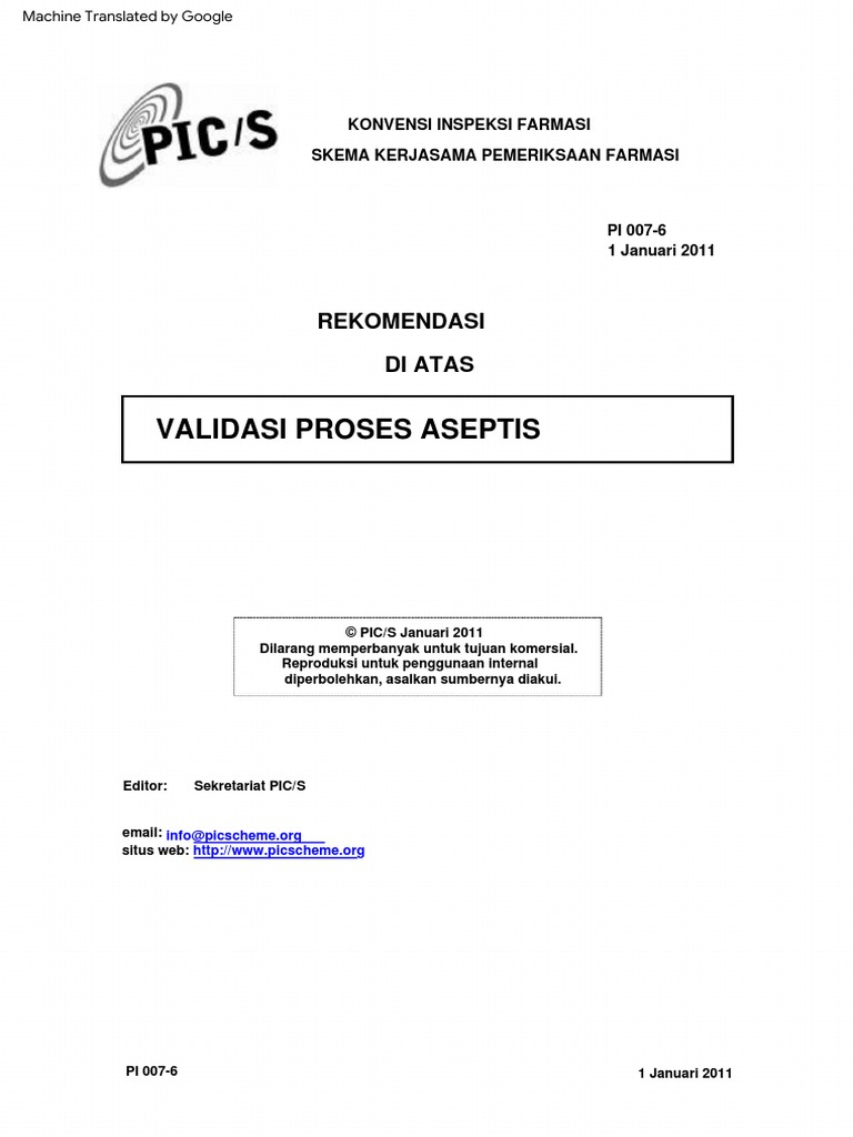 PI 007-6 Recommendation On Aseptic Processes | PDF
