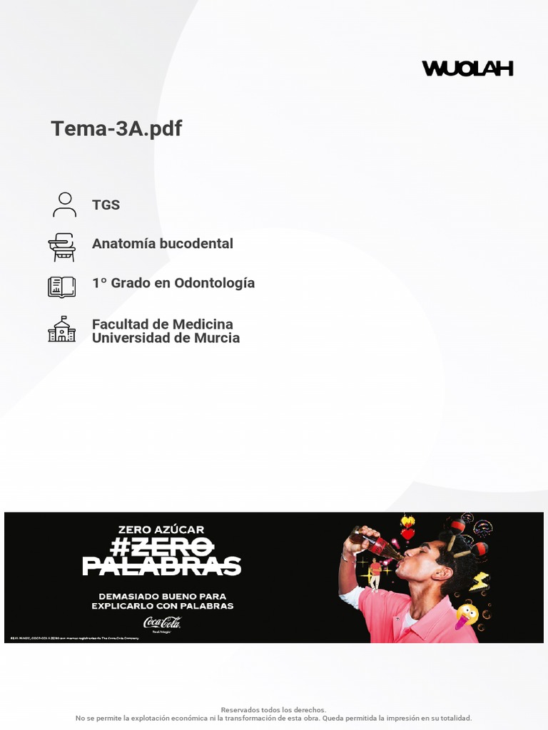 Wuolah Free Tema 3A | PDF | Anatomia dental | Anatomía humana