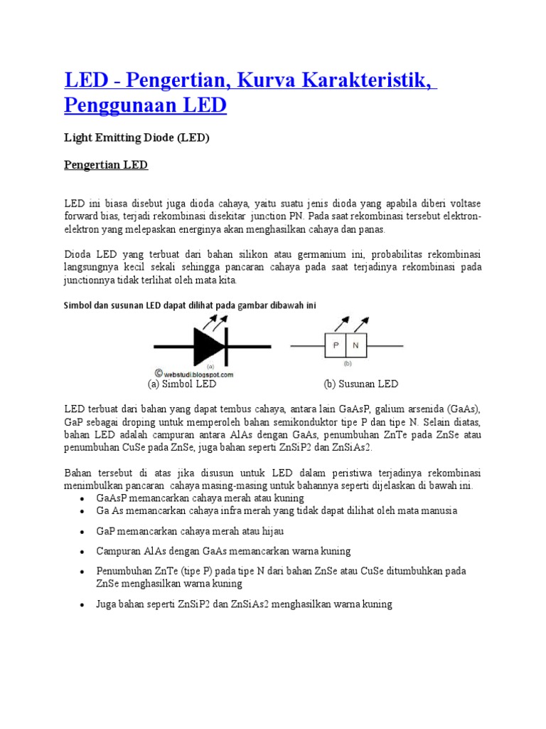 LED - Pengertian, Kurva Karakteristik, Penggunaan LED | PDF