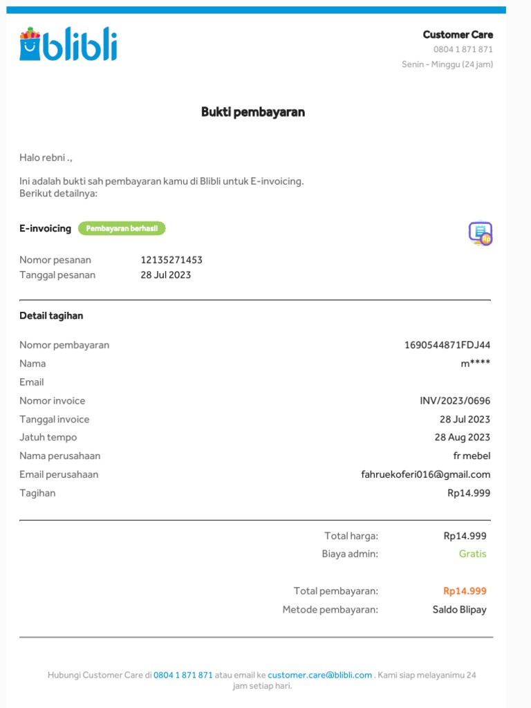 Blibli Invoice E-Invoicing 12135271453 | PDF