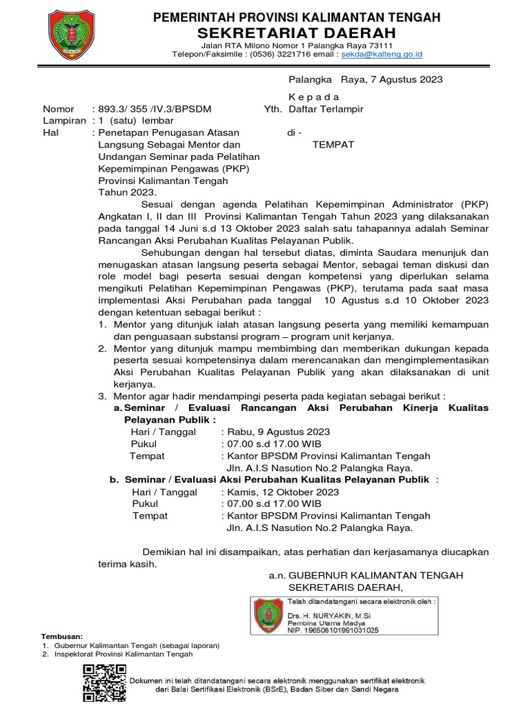 Bpsdm-Surat Penunjukan Mentor PKP 2023 - Sign | PDF