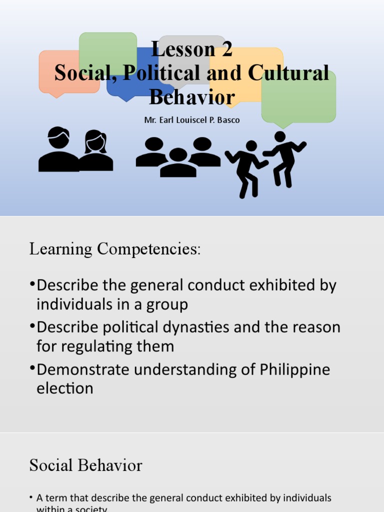 Lesson 2 - Social, Political, and Cultural Behavior | PDF