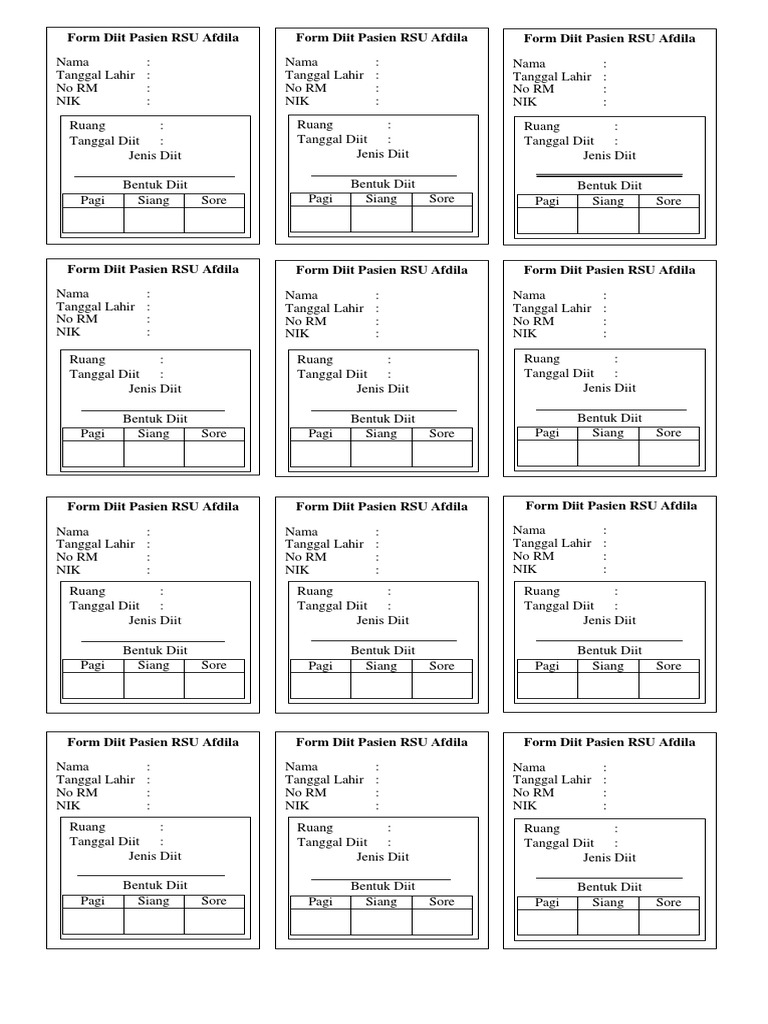 Form Diit Pasien | PDF