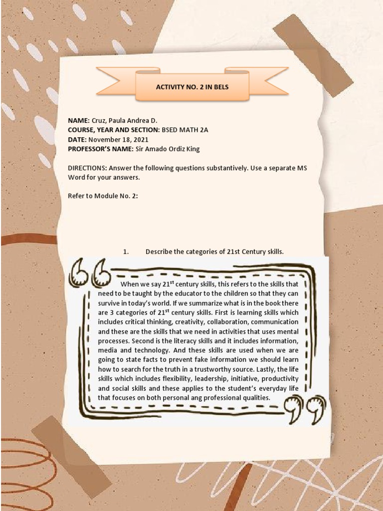 Activity No. 2 | PDF | Learning | Critical Thinking