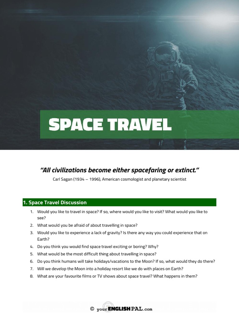 Your English Pal ESL Lesson Plan Space Travel v1 | PDF