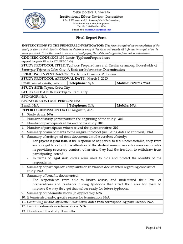 FORM 3B2018 Final Report Form - 3 | PDF | Psychological Resilience