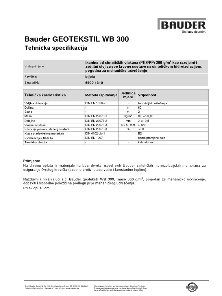 Bauder Geotekstil WB 300 | PDF