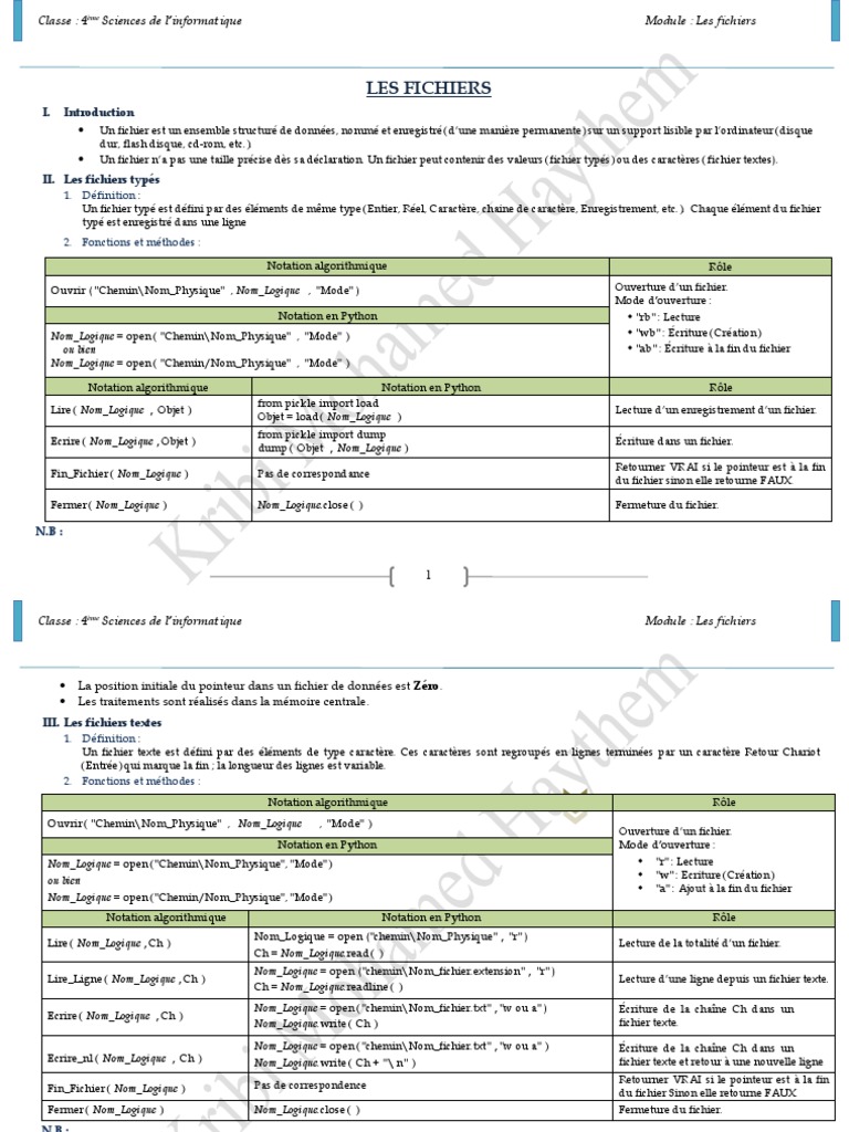 Les Fichier 2022-2023 | PDF | Fichier informatique | Python (Langage de programmation)