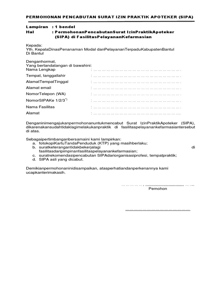 20.-PERMOHONAN-PENCABUTAN-SURAT-IZIN-PRAKTIK-APOTEKER-(SIPA) | PDF