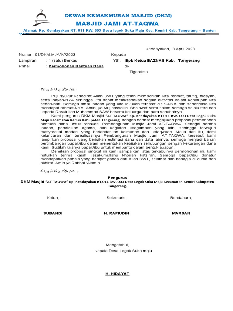 Contoh Proposal Masjid 1 | PDF