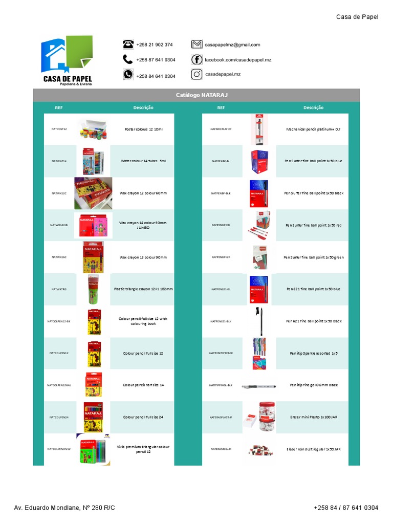 Catálogo Nataraj - Contagem | PDF | Pencil | Materials