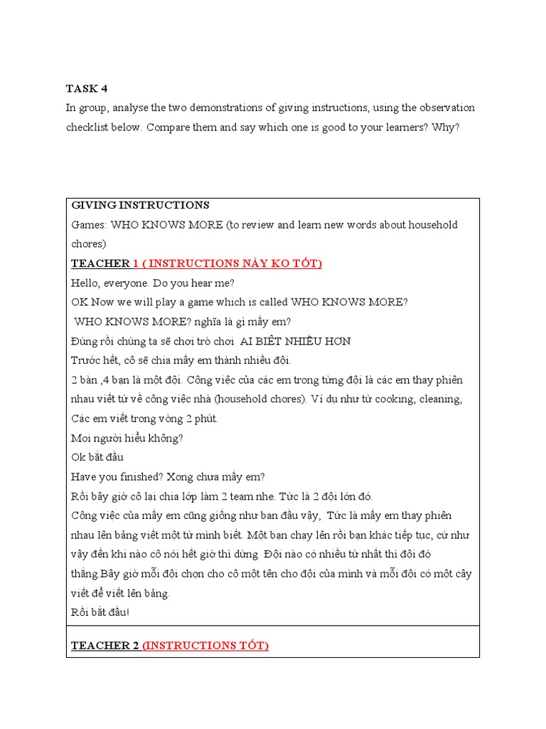 Examples of Giving Instructions | PDF