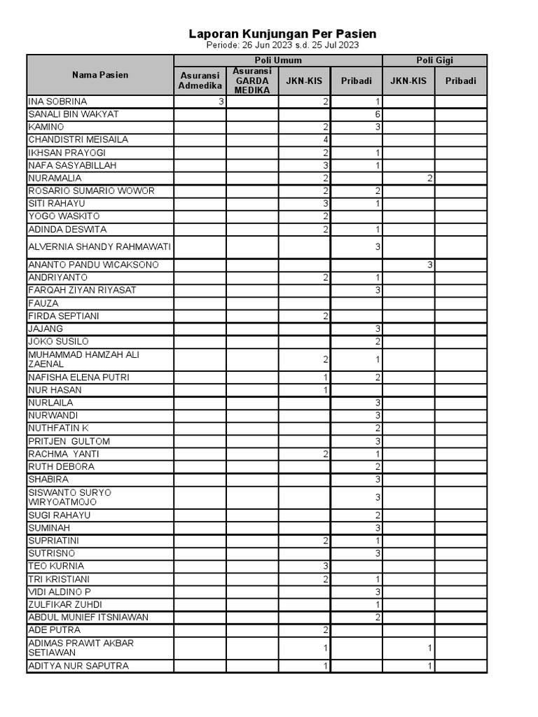Kunjungan Per Pasien | PDF