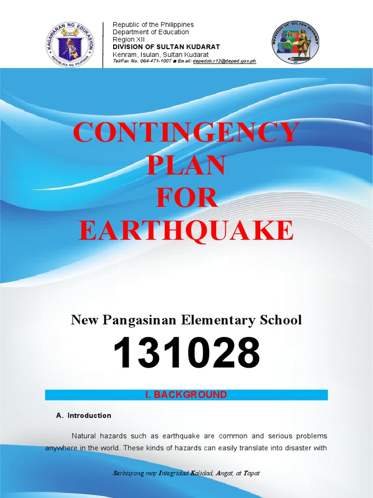 New-Pangasinan-Elementary-School-131028-DRRM-CONPLAN-Earthquake | PDF | Earthquakes | Hazards