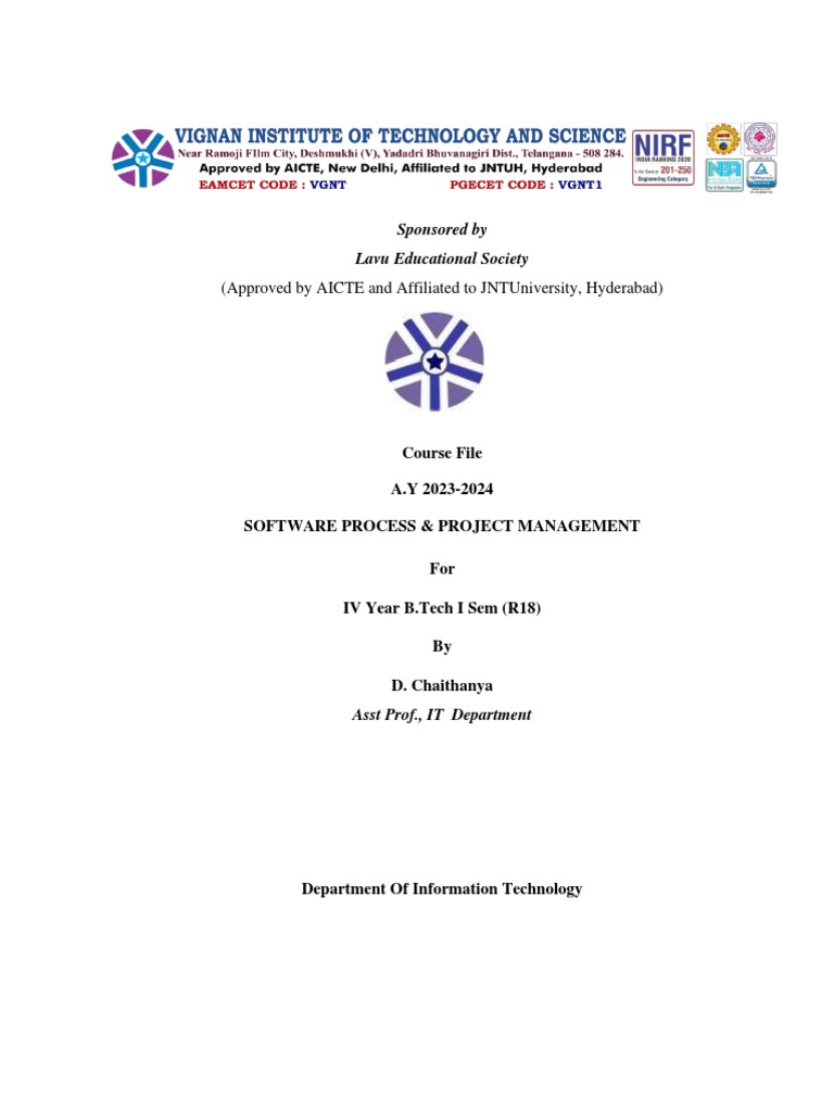 SPPM Course File (22-23) | PDF | Project Management | Engineering