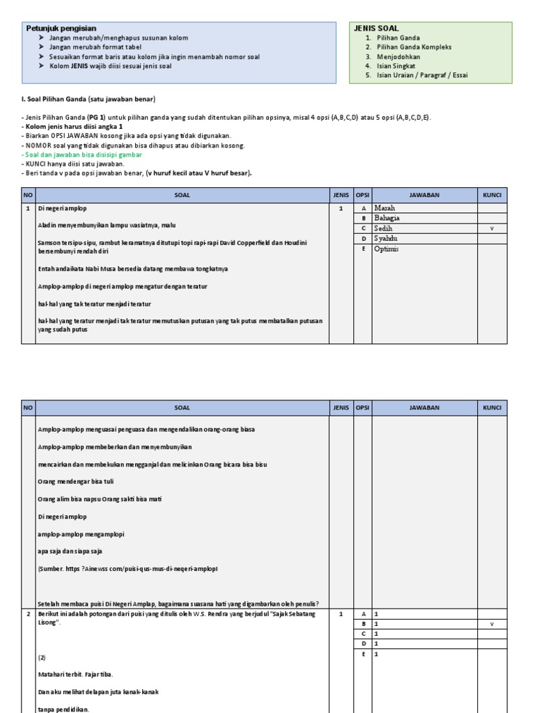 Template Soal AKM 001 | PDF