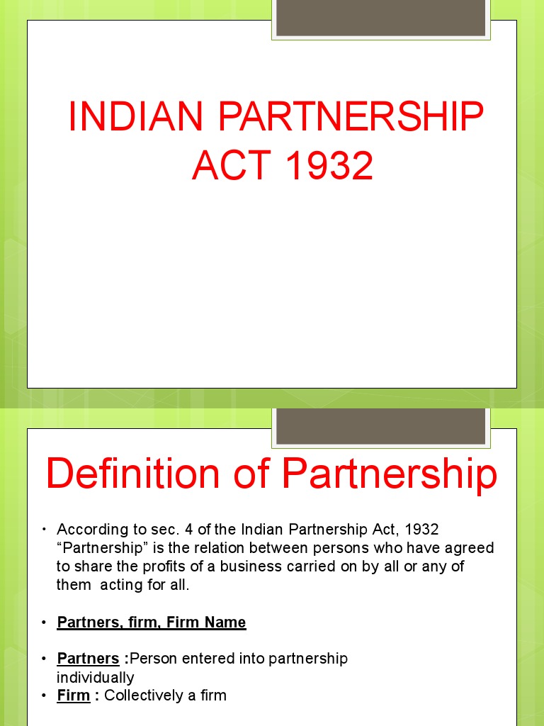Indian Partnership Act | PDF | Partnership | Private Law
