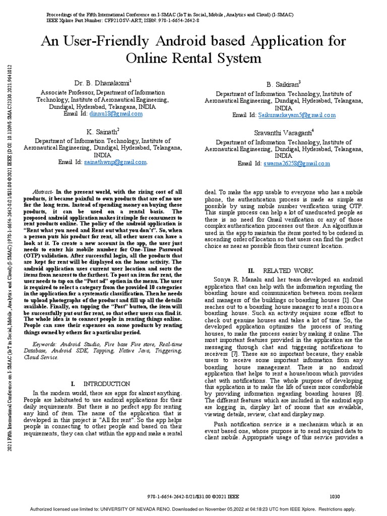 Android App for Easy Rentals | PDF | Android (Operating System) | Mobile App