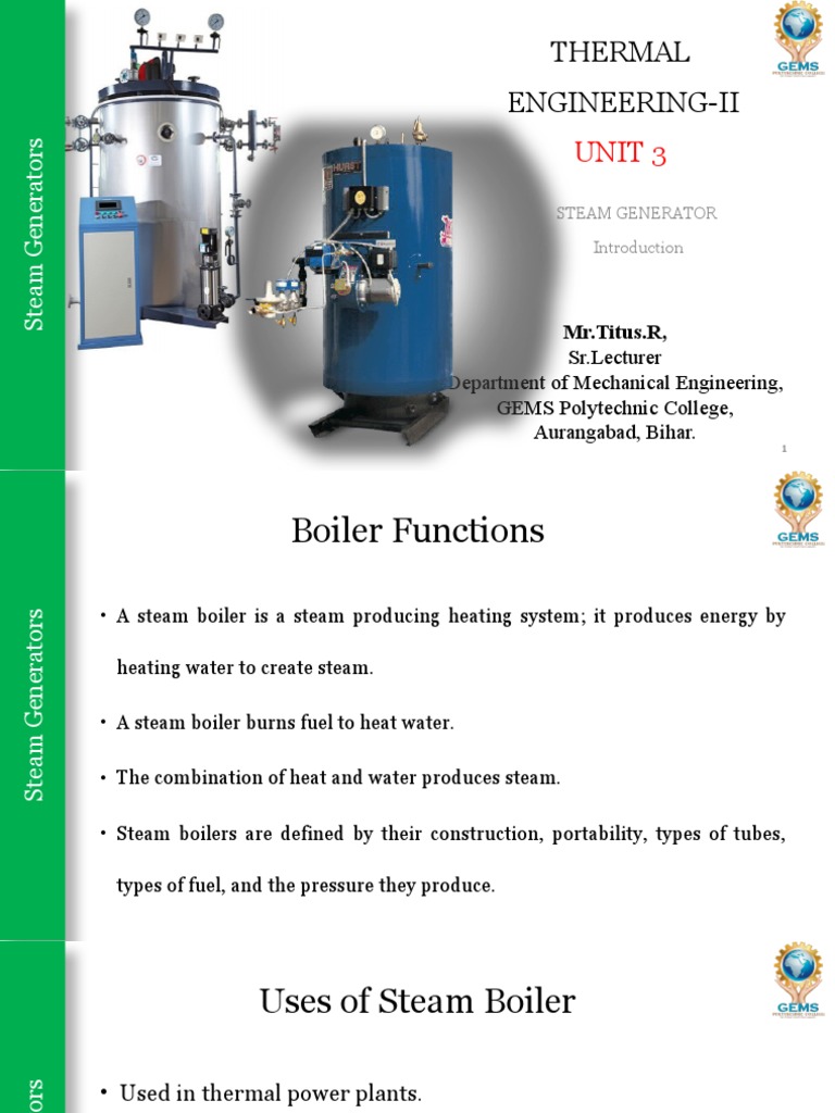 3 1 Boiler Introduction Pdf Boiler Steam