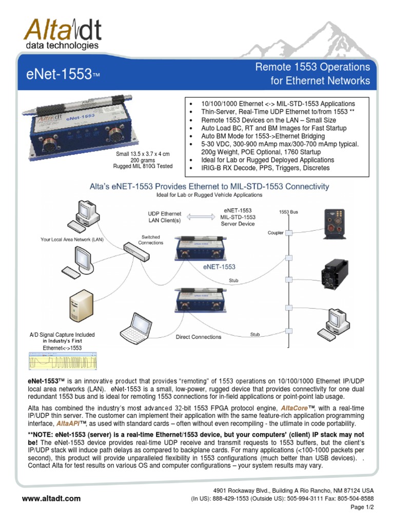 Alta eNET 1553 | PDF | Ethernet | Computer Engineering