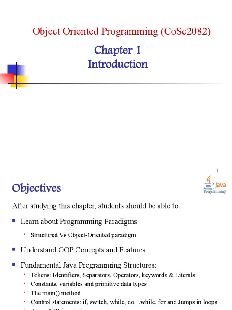 Chapter 1 | PDF | Java (Programming Language) | Object Oriented Programming