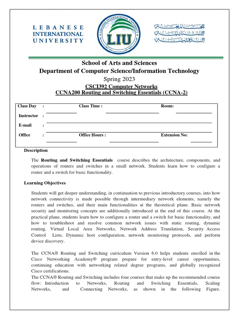 CSCI392 20230305180130 Syllabus | PDF | Computer Network | Network Switch
