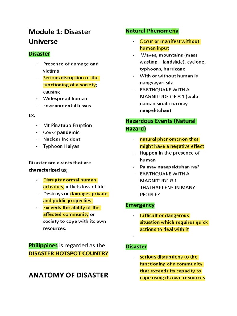 Sci Module-1 Disaster-Universe | PDF | Natural Disasters | Hazards