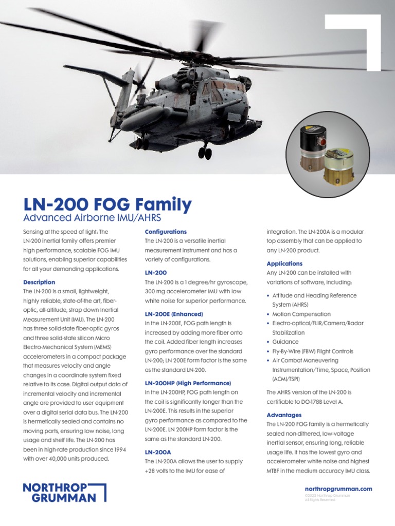 LN 200 FOG Family Datasheet | PDF | Inertial Navigation System | Equipment