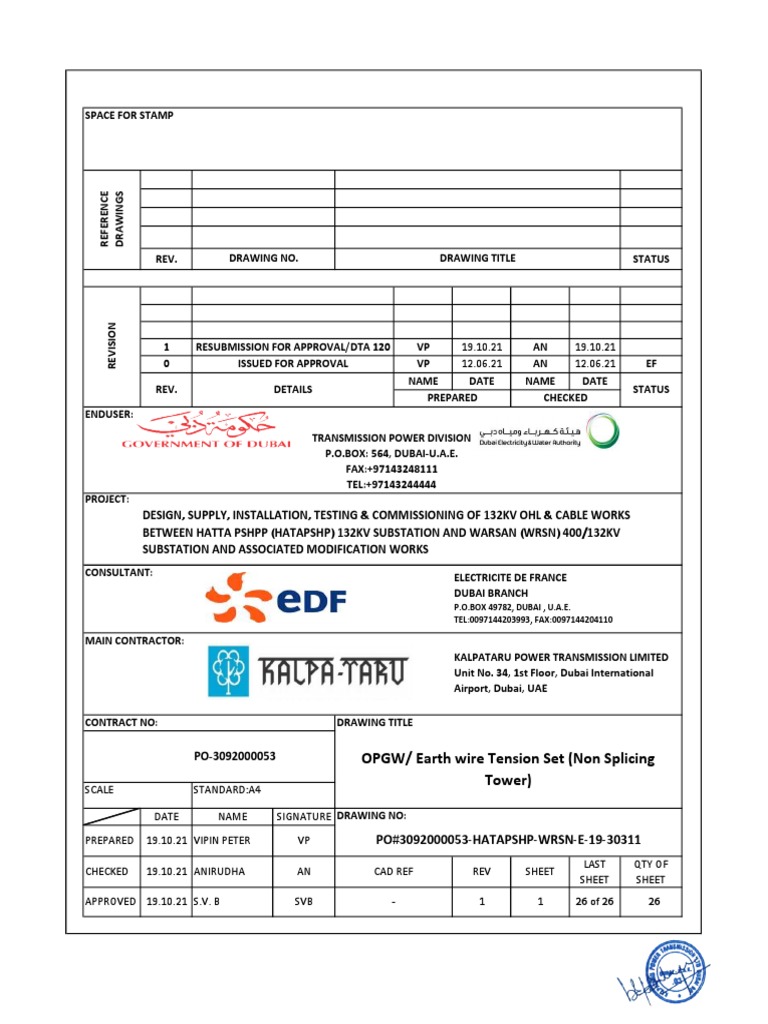 30311-OPGW Earth Wire Tension Set (Non Splicing Tower) (180 953-703) | PDF