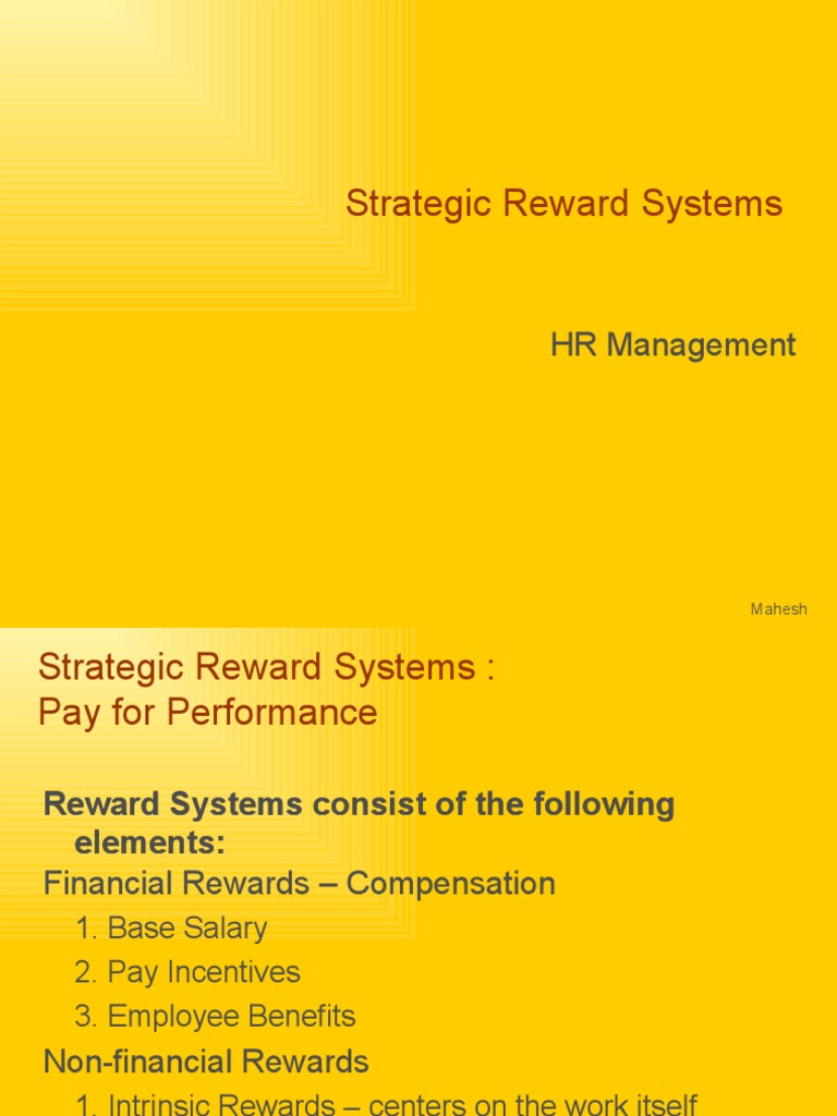 An Analysis of Strategic Reward Systems and Pay for Performance Models ...