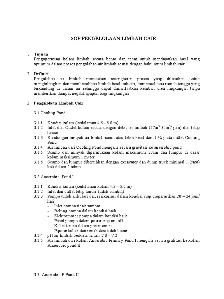 SOP Pengelolaan Limbah Cair | PDF