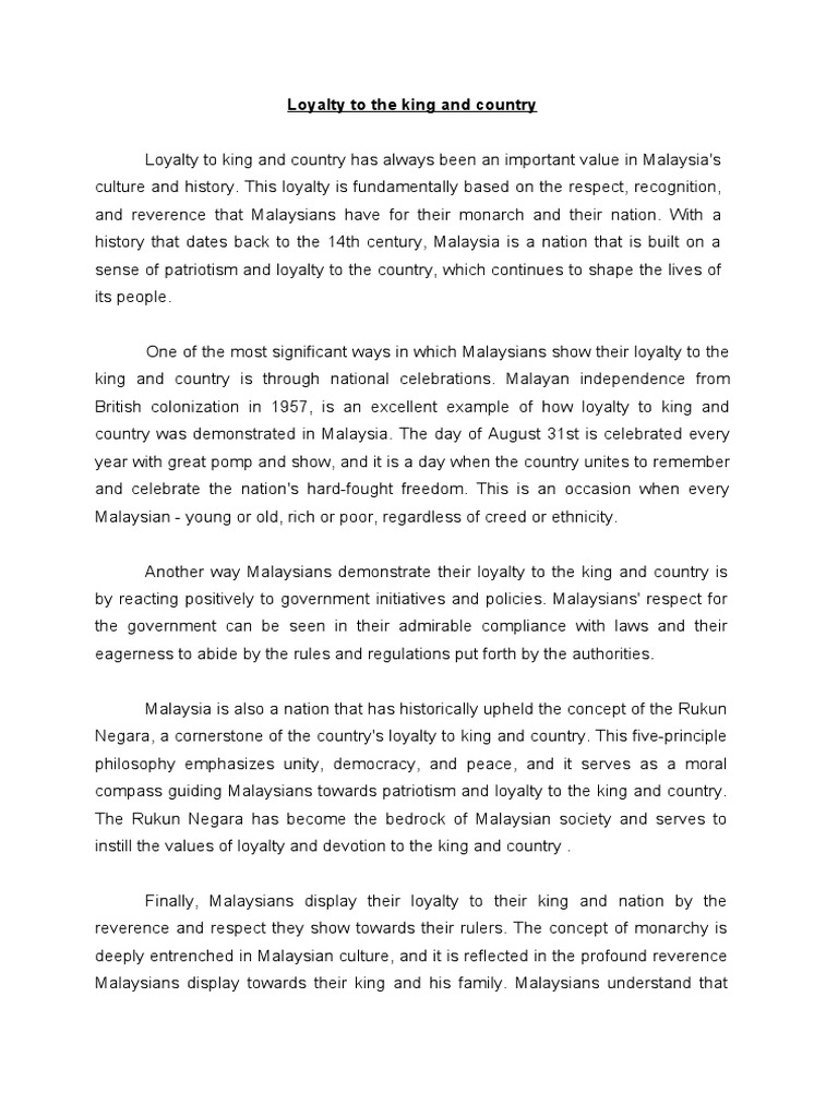 Loyalty To The King and Country | PDF