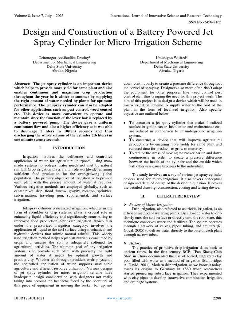 Design and Construction of A Battery Powered Jet Spray Cylinder For ...