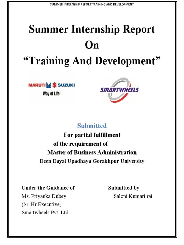 Saloni Rai Ddu Summer Training Final Report-1 | PDF | Marketing | Human Resources