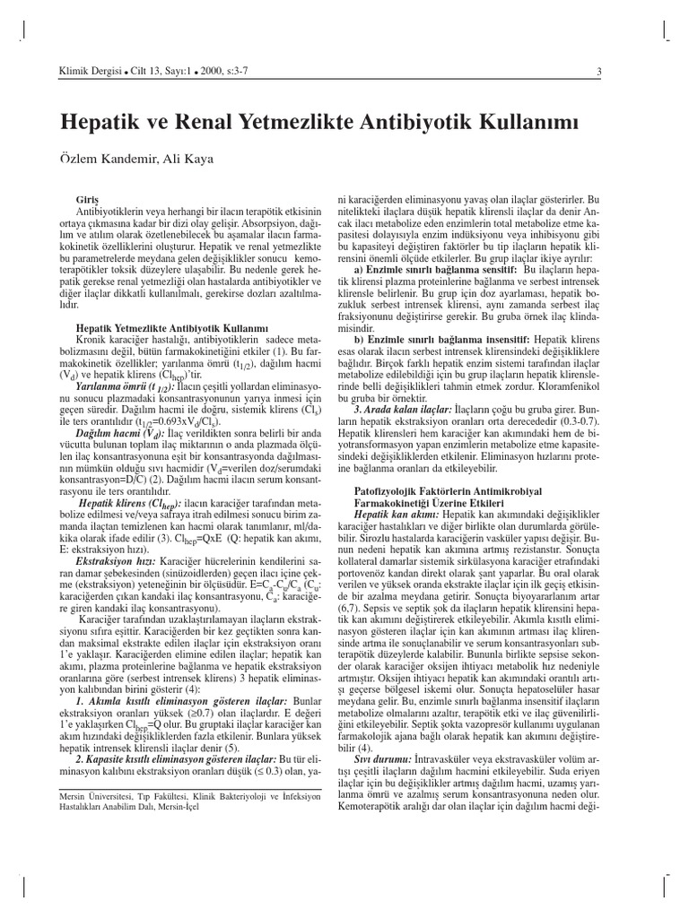 Hepatik Ve Renal Yetmezlikte Antibiyotik Kullanimi | PDF
