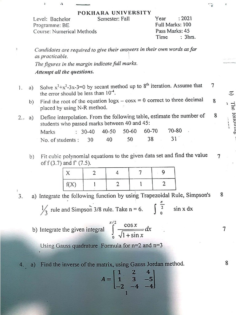 Numerical Method Question | PDF Numerical Method Question | PDF