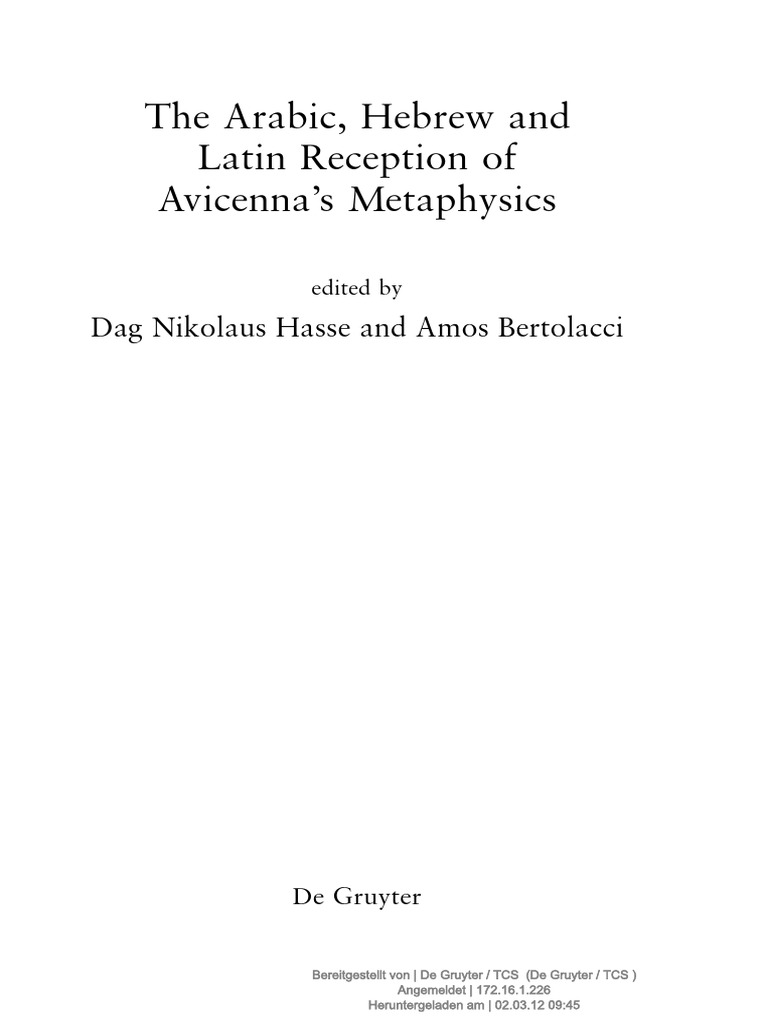 Latin Reception of Avicenna's Metaphysics | PDF | Metaphysics | Aristotle
